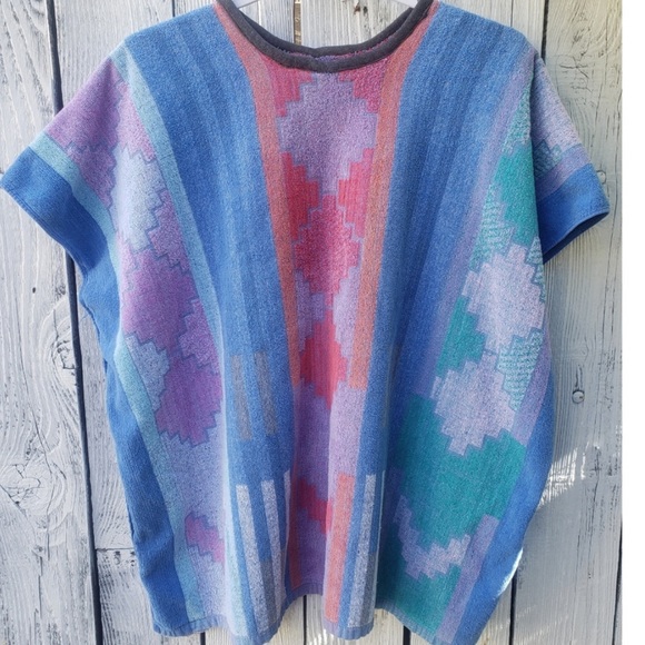 Vintage | Tops | Unique Vintage Upcycled Beach Towel Ponchotop Royal ...